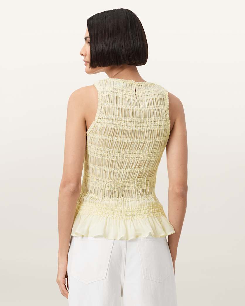 Marion Shirred Sleeveless Top BUTTER YELLOW | ALLSAINTS